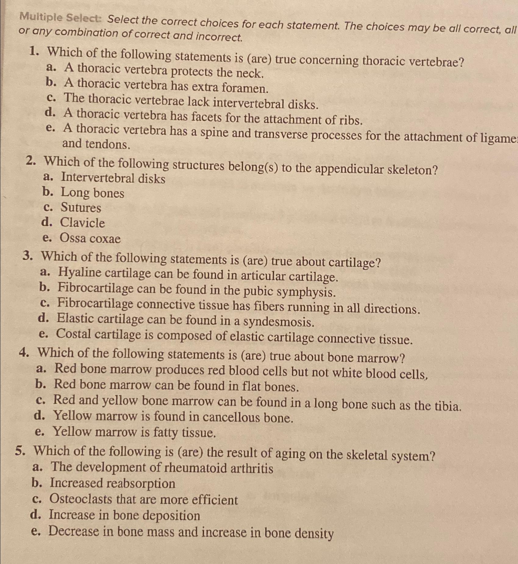 Solved Multiple Select: Select the correct choices for each | Chegg.com