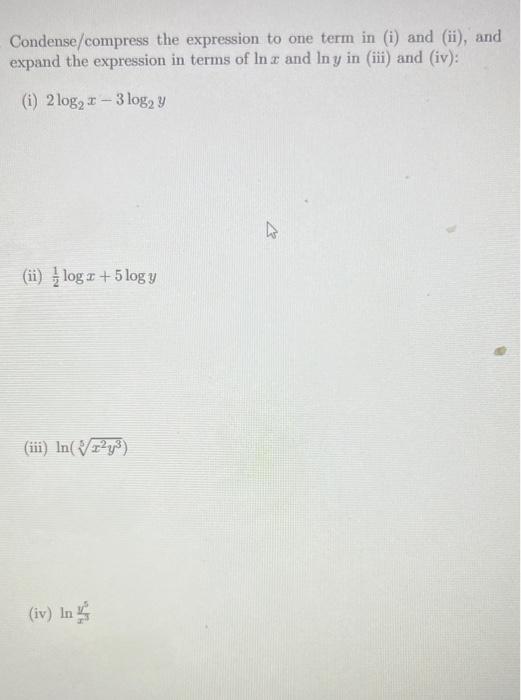 Solved Condense/compress the expression to one term in (i) | Chegg.com Solved Condense/compress the expression to one term in (i) | Chegg.com