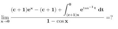 Solved lim x-0 (c + 1)e* (c + 1) + - (c+1)x 1 - cos x | Chegg.com