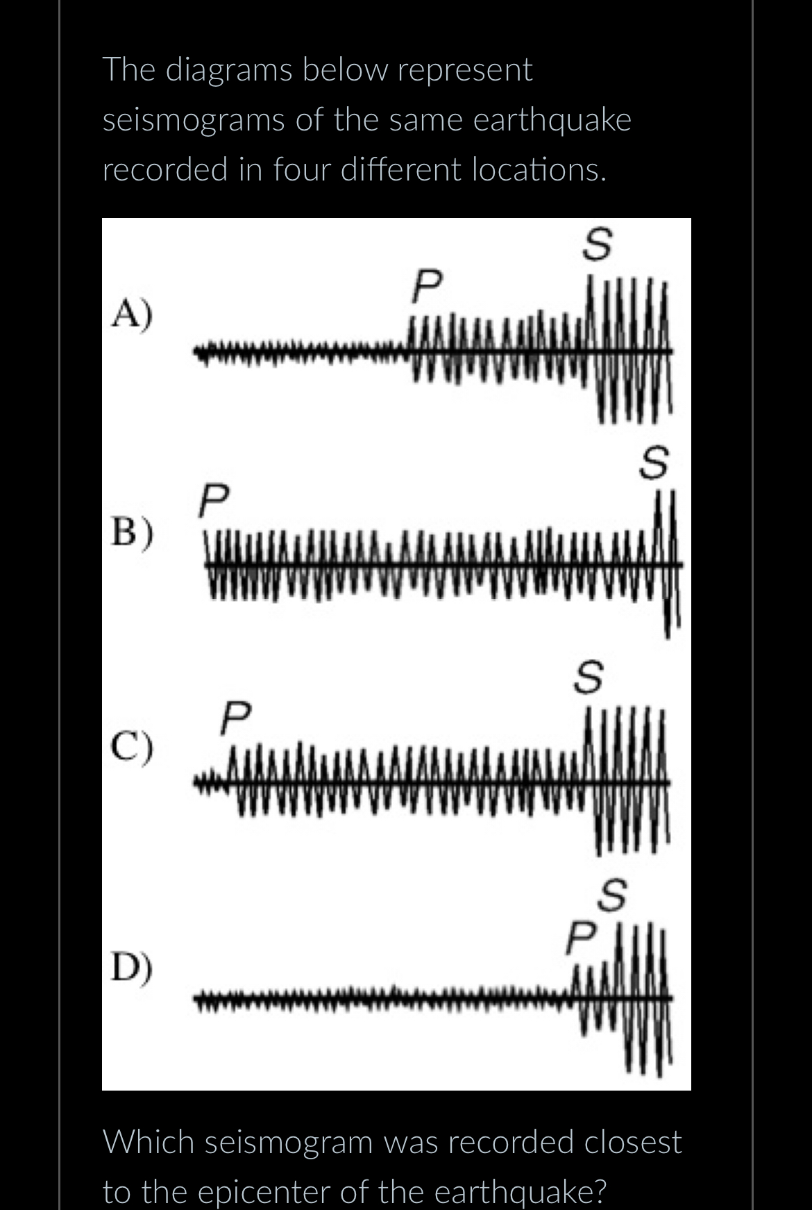 Solved The diagrams below represent seismograms of the same | Chegg.com