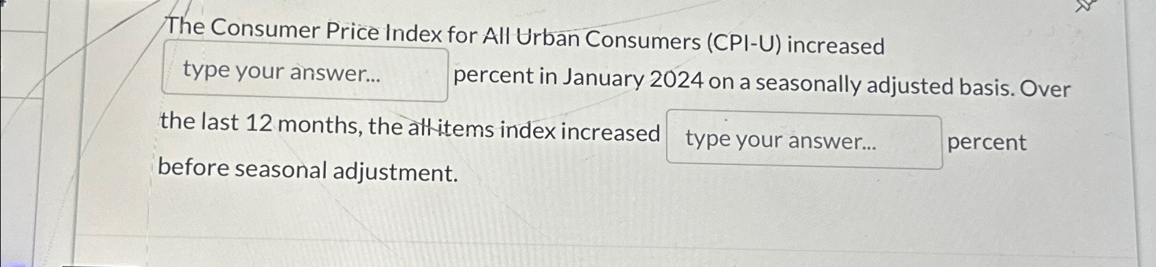 Solved The Consumer Price Index for All Urban Consumers | Chegg.com