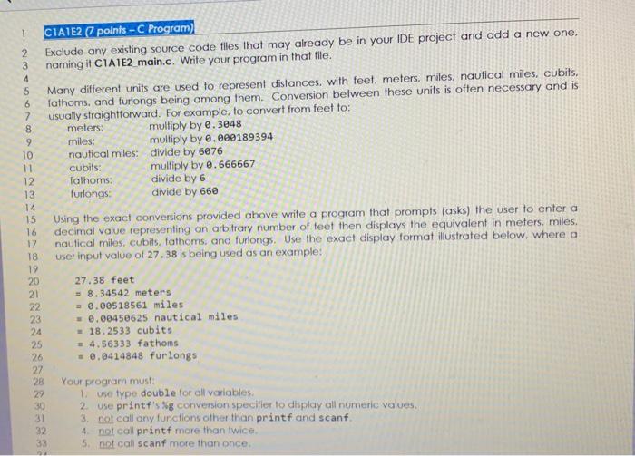 Solved 1 C1A1E27 points-C Program) 2 Exclude any existing | Chegg.com