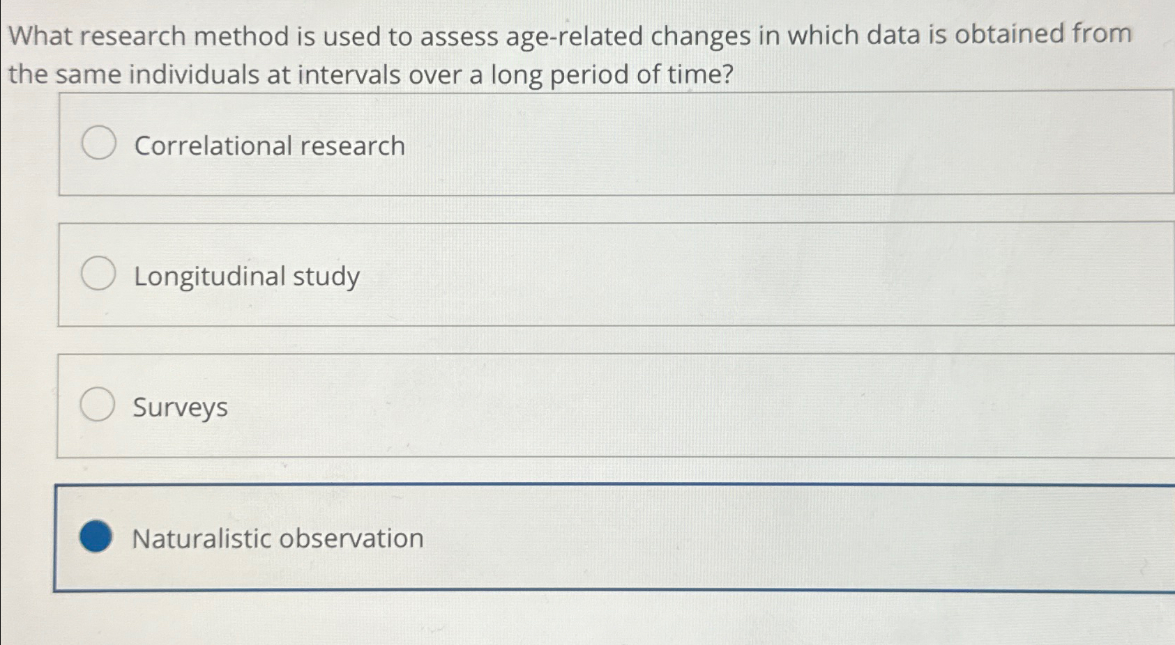 Solved What research method is used to assess age-related | Chegg.com