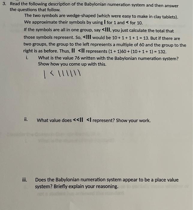 Solved 3. Read the following description of the Babylonian | Chegg.com