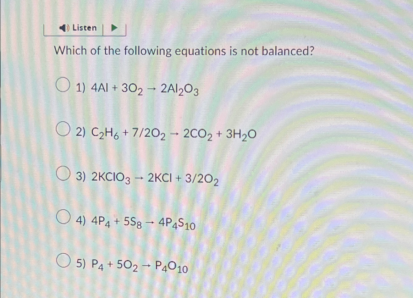 Solved ListenWhich of the following equations is not | Chegg.com