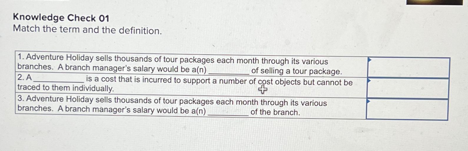 Solved Knowledge Check 01Match the term and the | Chegg.com