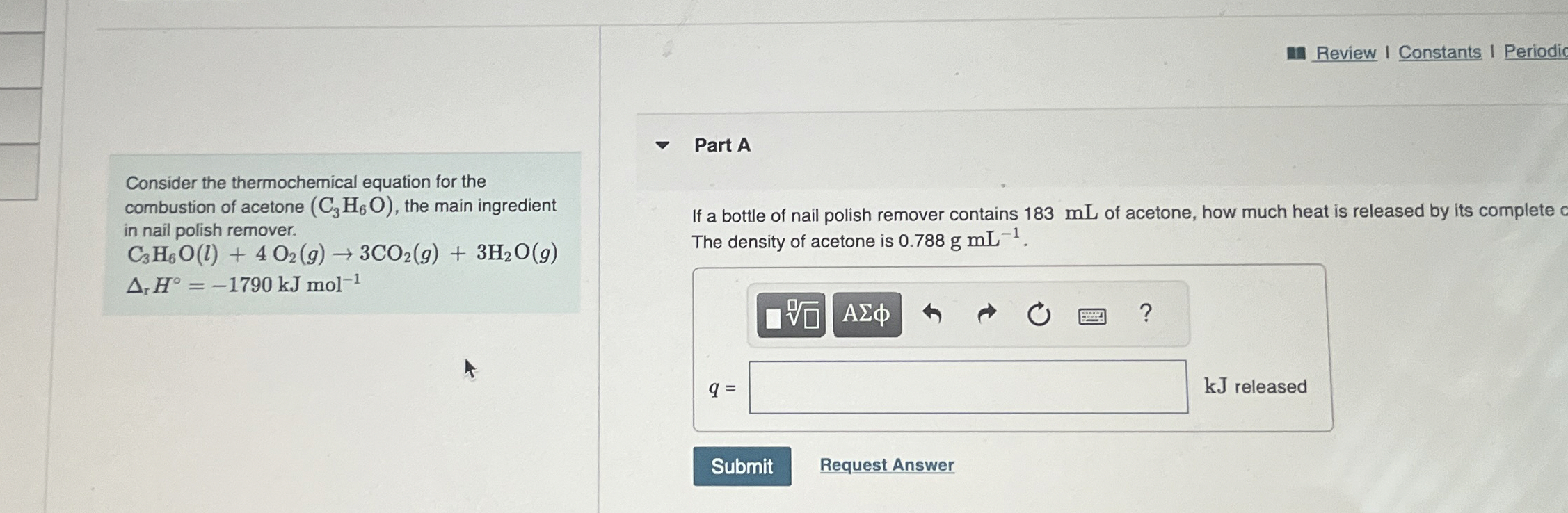 Solved Review I Constants I PeriodicPart AConsider the | Chegg.com