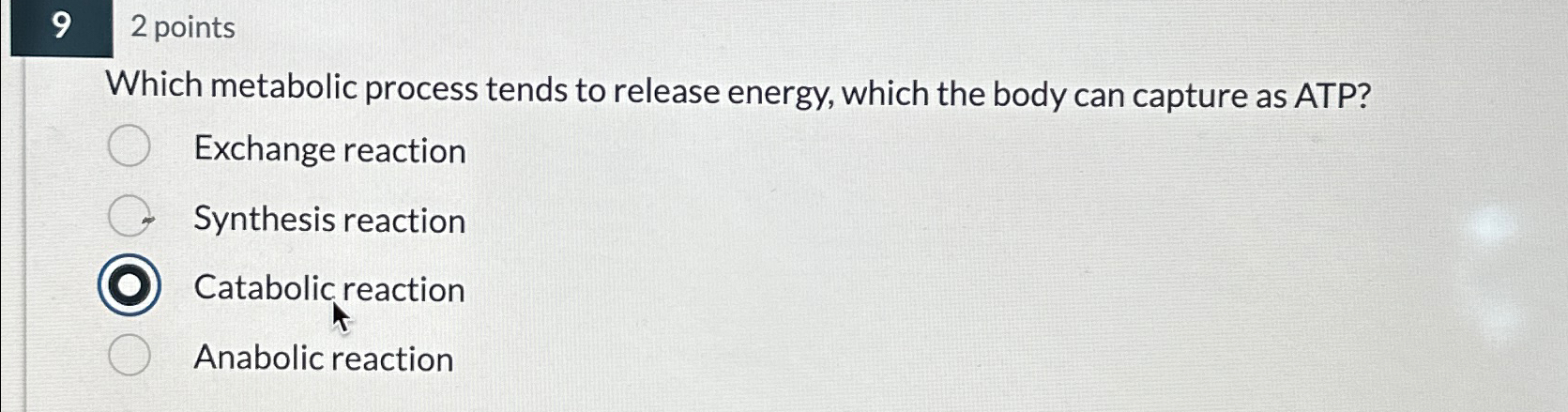 Solved 92 pointsWhich metabolic process tends to release | Chegg.com Solved 92 pointsWhich metabolic process tends to release | Chegg.com