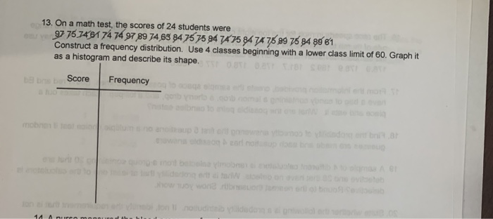 Solved 13. On a math test, the scores of 24 students were 97 | Chegg.com