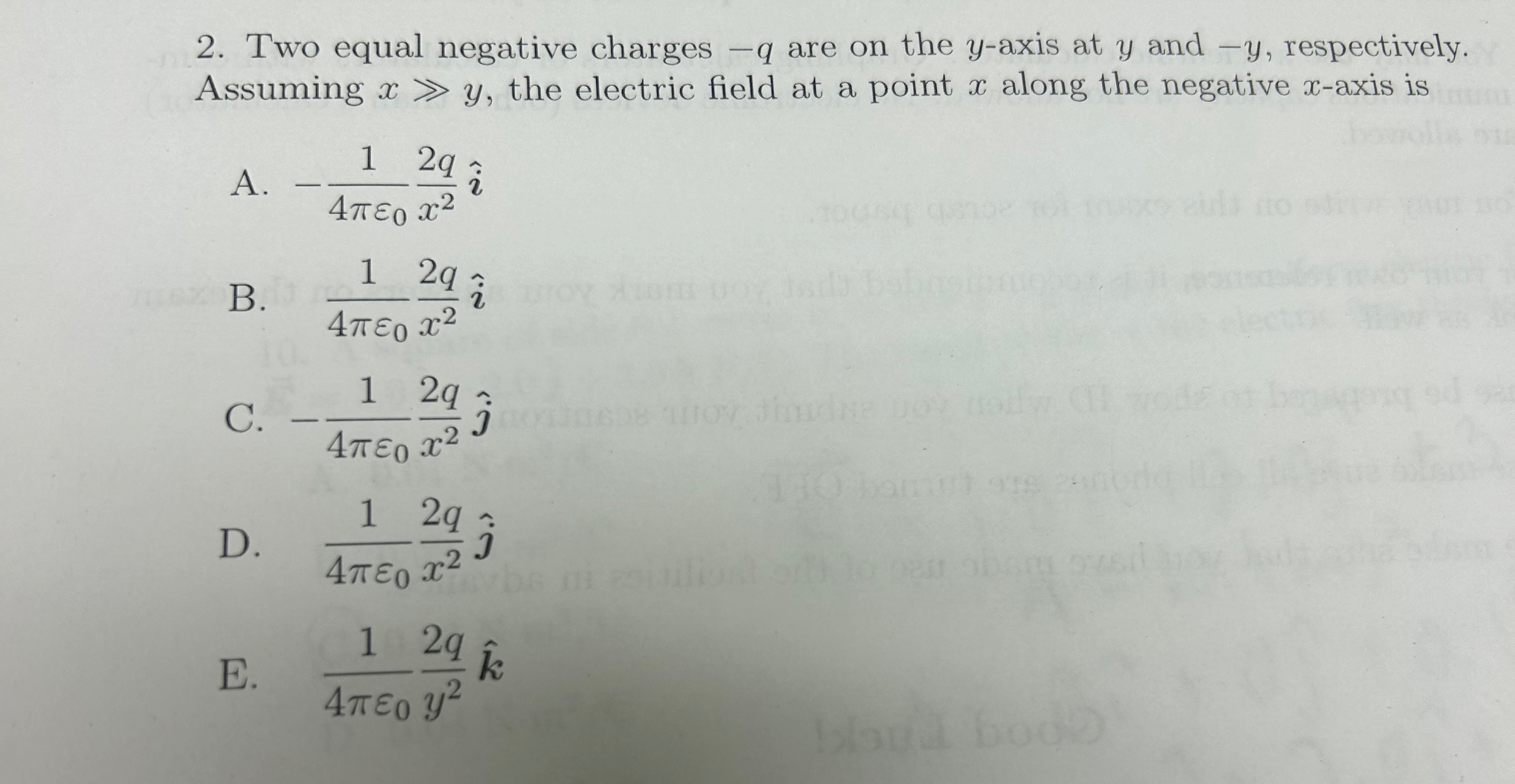 Solved Two equal negative charges -q ﻿are on the y-axis at y | Chegg.com