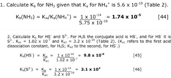 Solved 1. Calculate Ko for NH3 given that Ką for NH4 is 5.6 | Chegg.com