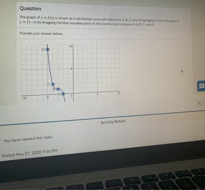 Solved Question The graph of y = f(x) is shown as a red | Chegg.com
