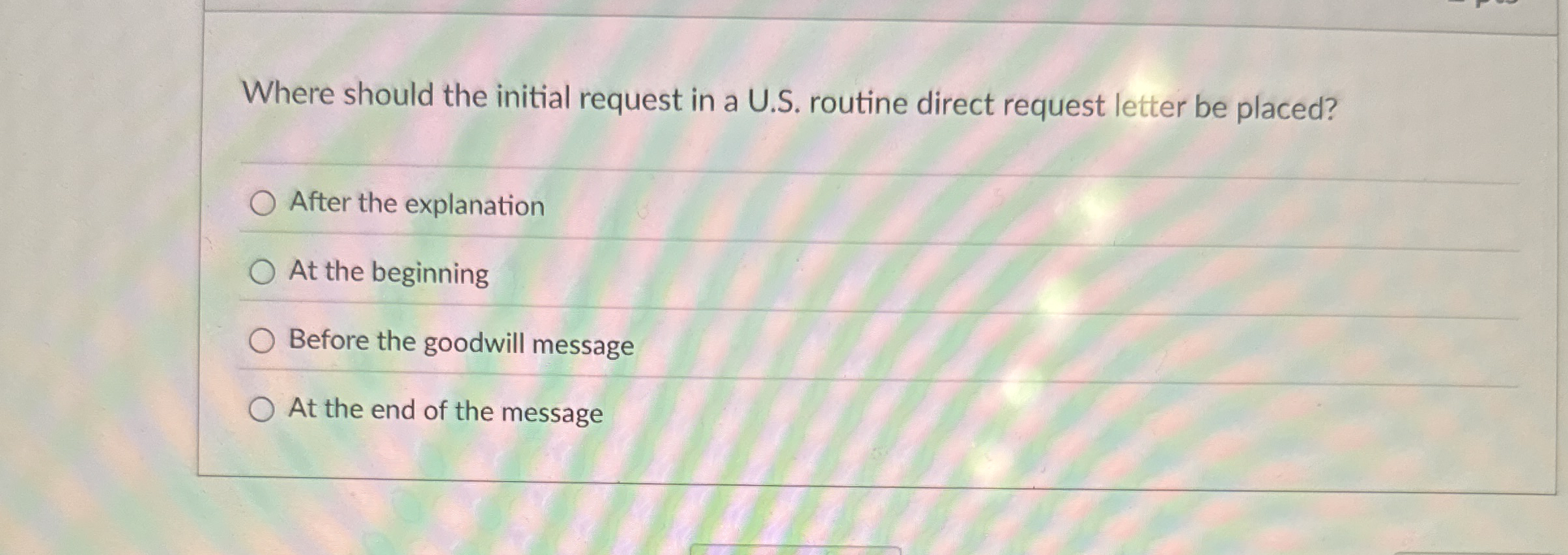 Solved Where should the initial request in a U.S. ﻿routine | Chegg.com