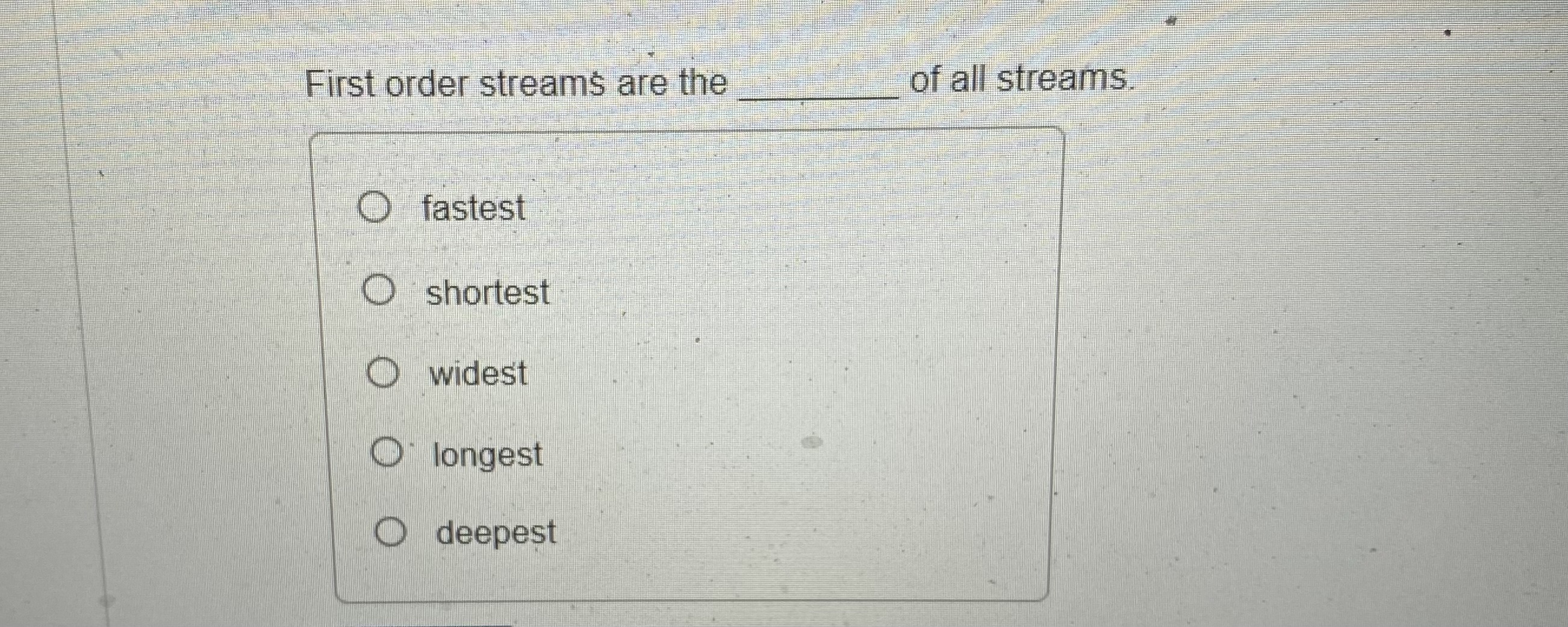 Solved First order streams are theof all | Chegg.com