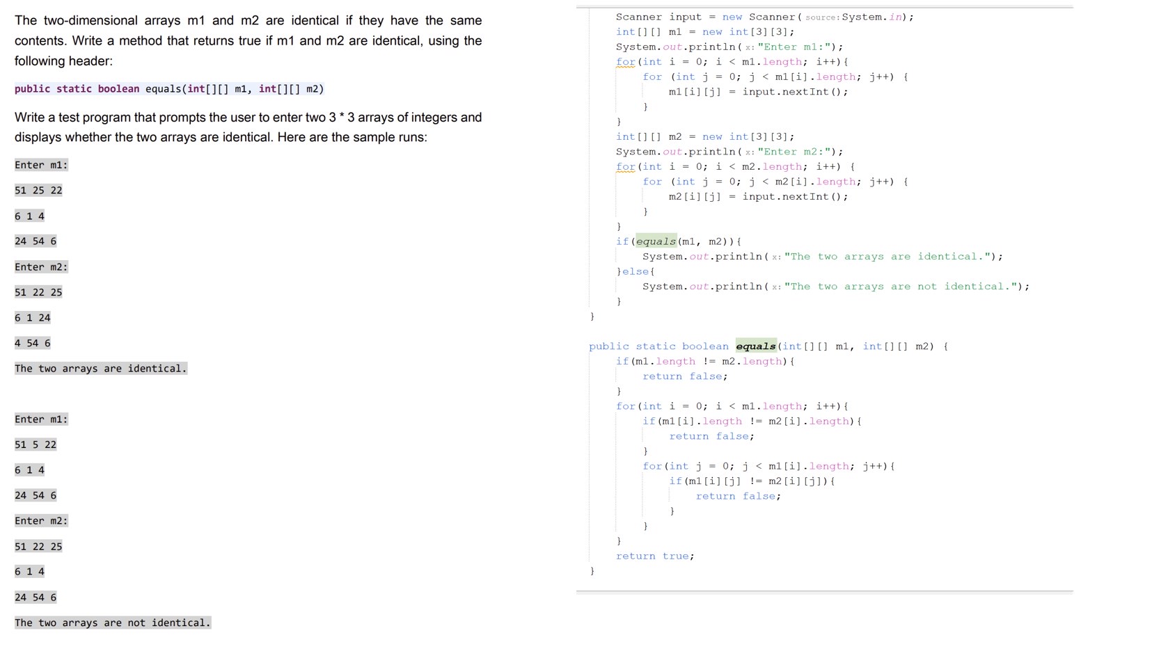 Solved The two-dimensional arrays m1 ﻿and m2 ﻿are identical | Chegg.com