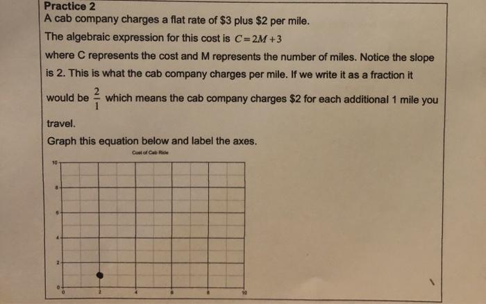 Solved Practice 2 A cab company charges a flat rate of $3 | Chegg.com