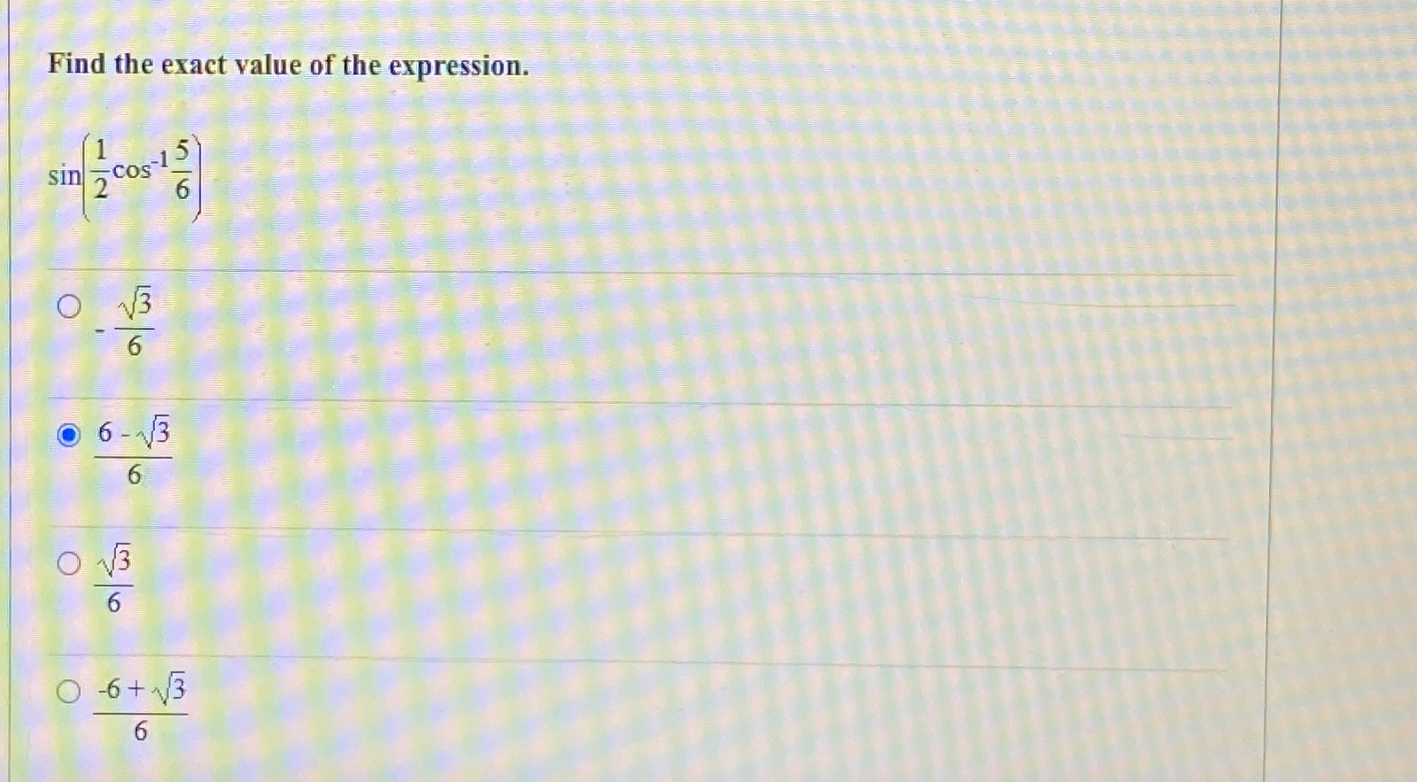 Solved Find the exact value of the | Chegg.com