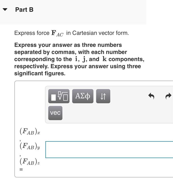 Solved Express force FAB in Cartesian vector form. Express | Chegg.com