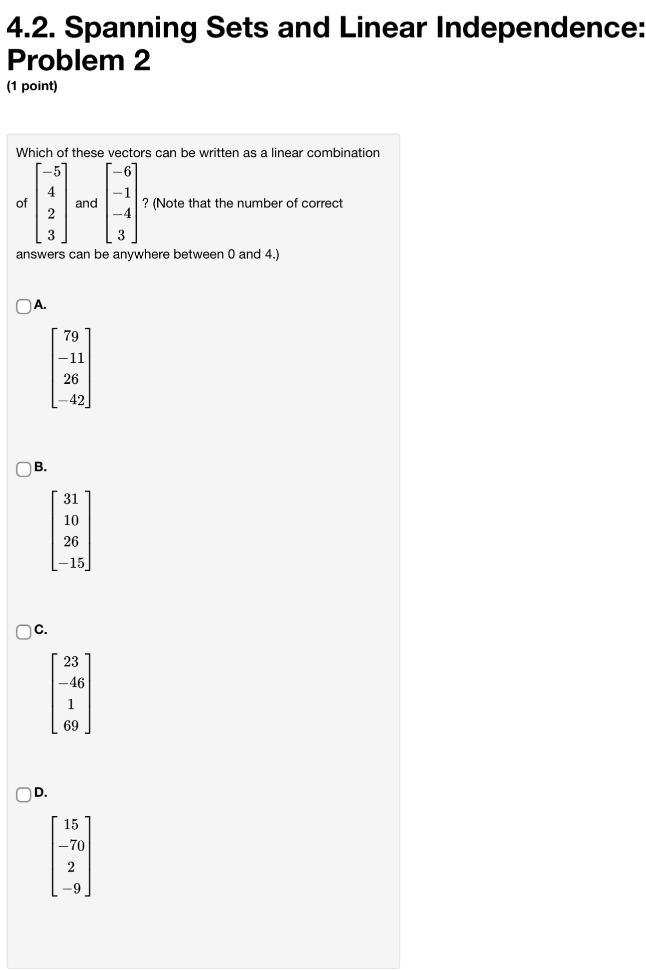 Solved 4 2 ﻿spanning Sets And Linear Independence Problem
