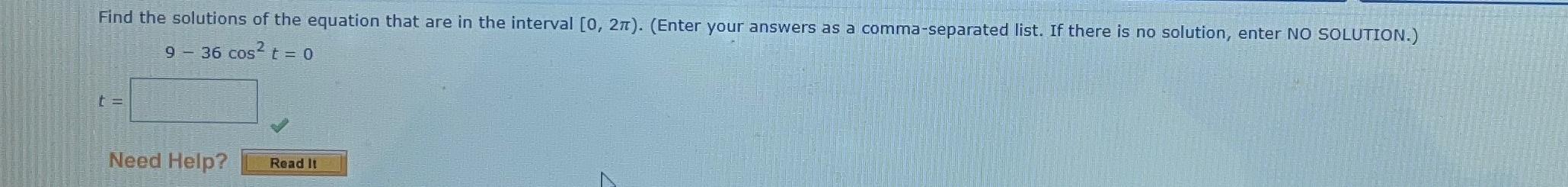Solved Find the solutions of the equation that are in the | Chegg.com