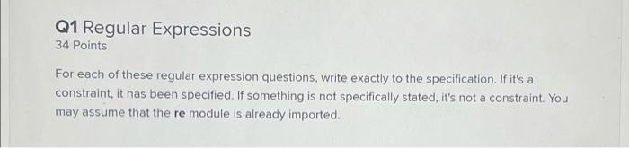 Solved Q1 Regular Expressions 34 Points For each of these | Chegg.com