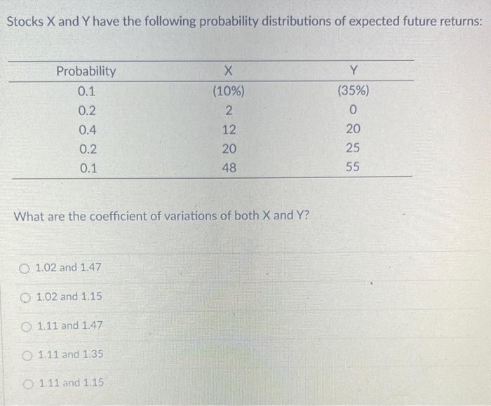 Solved Stocks X and Y have the following probability | Chegg.com
