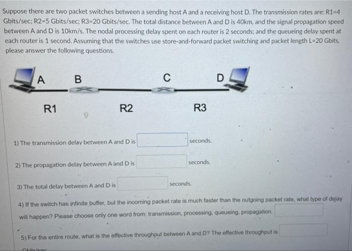 Solved Suppose there are two packet switches between a | Chegg.com
