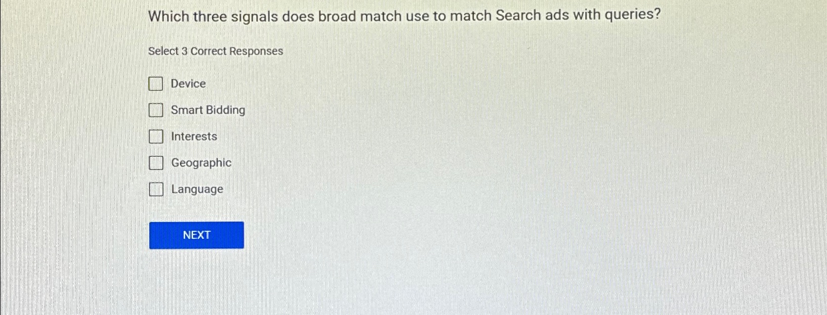 Which three signals does broad match use to match | Chegg.com