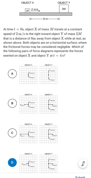 Solved At time t=0s, object X of mass M travels at a | Chegg.com