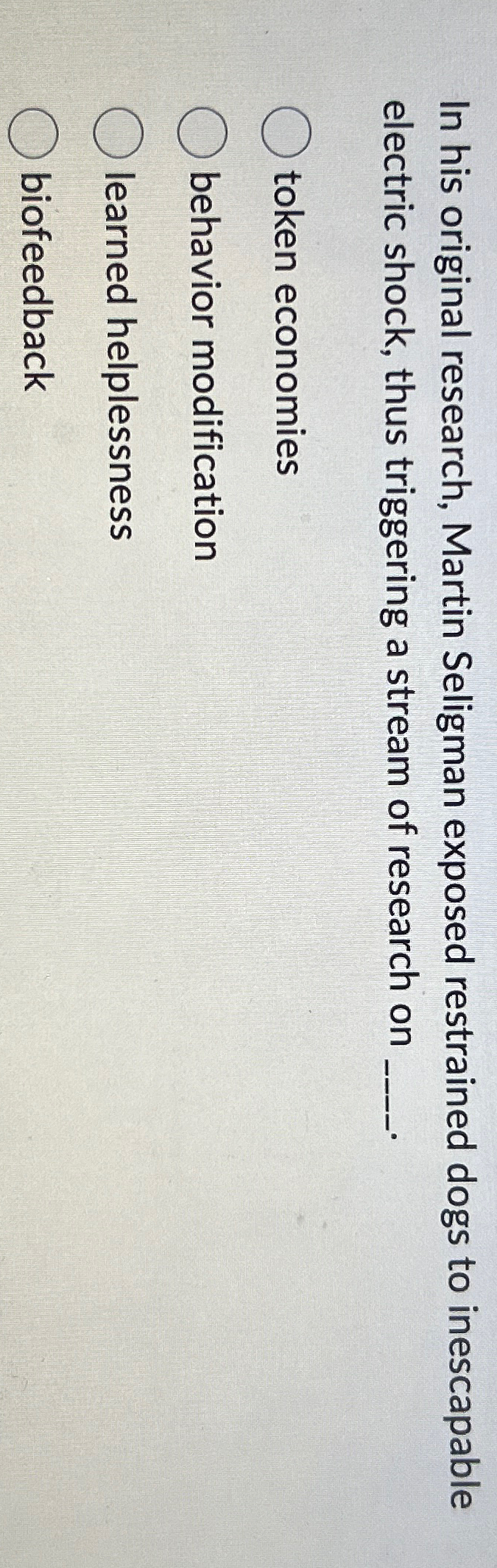 Solved In his original research, Martin Seligman exposed | Chegg.com