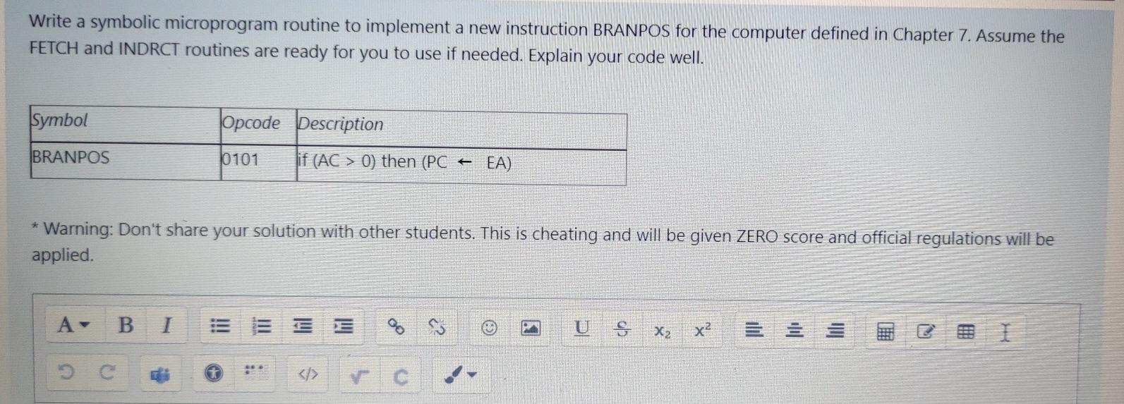 Write a symbolic microprogram routine to implement a | Chegg.com