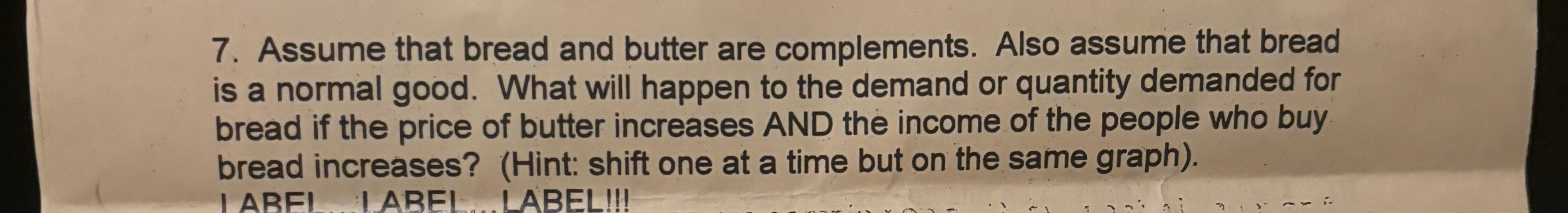 Solved Assume that bread and butter are complements. Also | Chegg.com