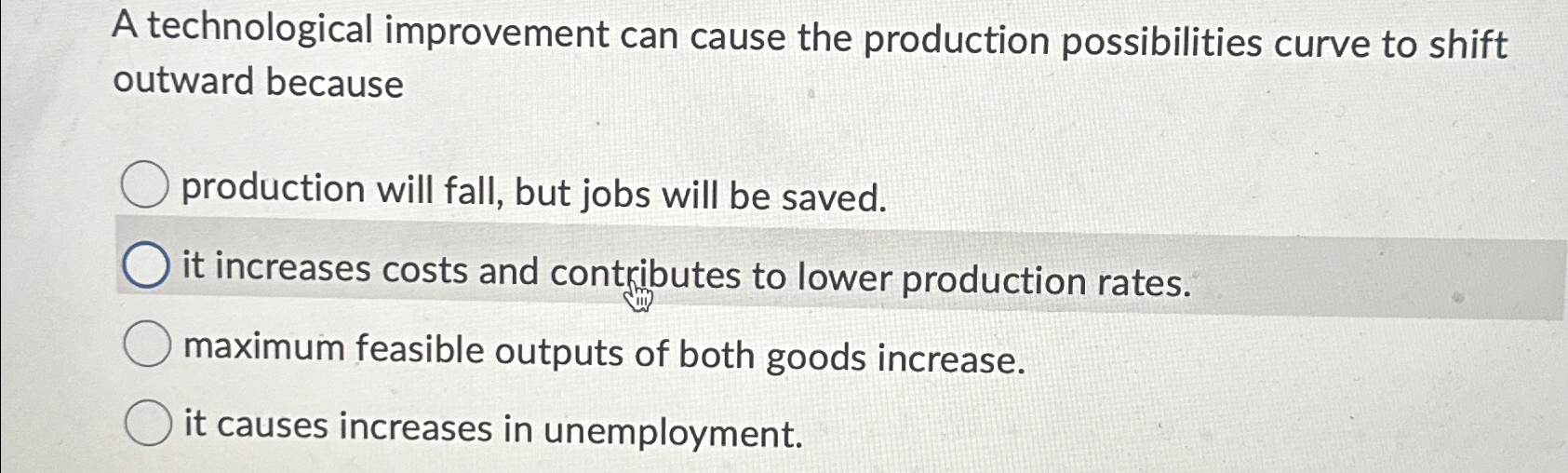 Solved A technological improvement can cause the production | Chegg.com