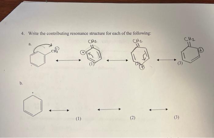 Solved CH₂ 4. Write the contributing resonance structure for | Chegg.com