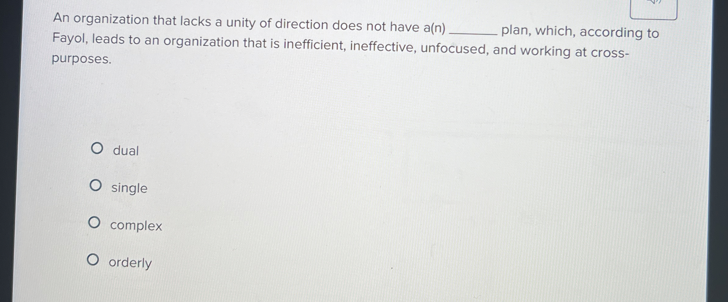 Solved An organization that lacks a unity of direction does | Chegg.com