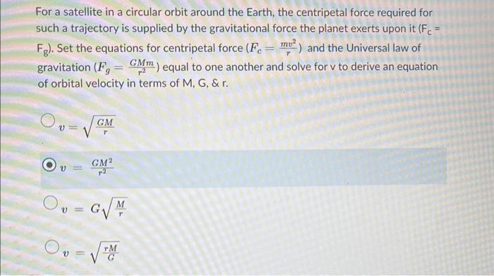 Solved For a satellite in a circular orbit around the Earth, | Chegg.com