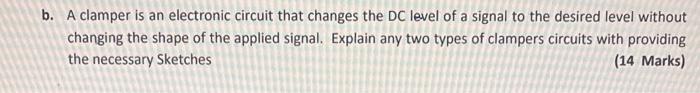 Solved 1. a. Sketch the output wave form for the clamping | Chegg.com