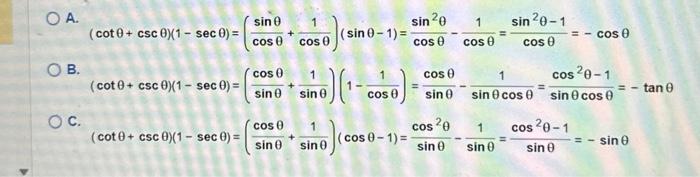 Solved Graph (cotθ+cscθ)(1−secθ) and make a conjecture, | Chegg.com
