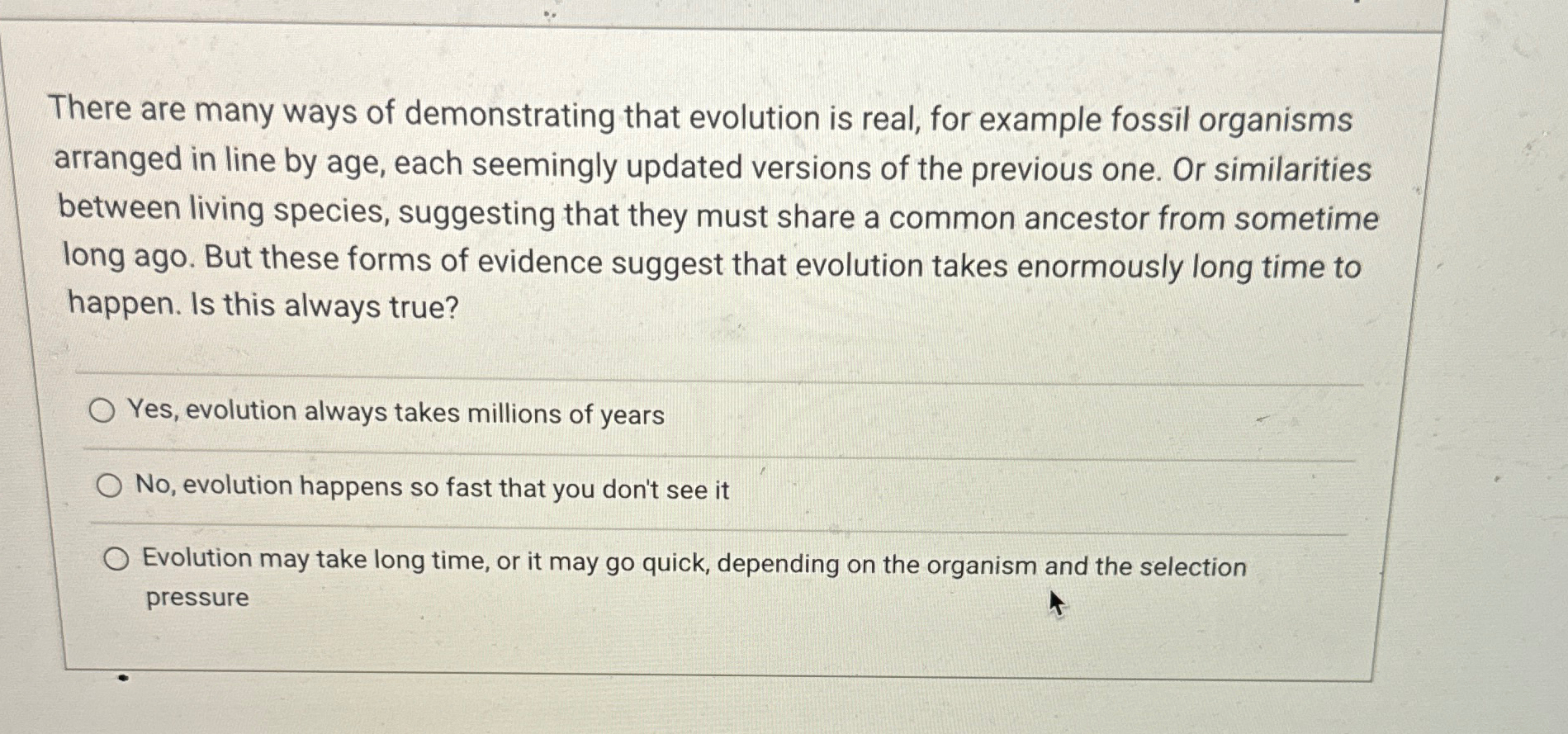 Solved There are many ways of demonstrating that evolution | Chegg.com