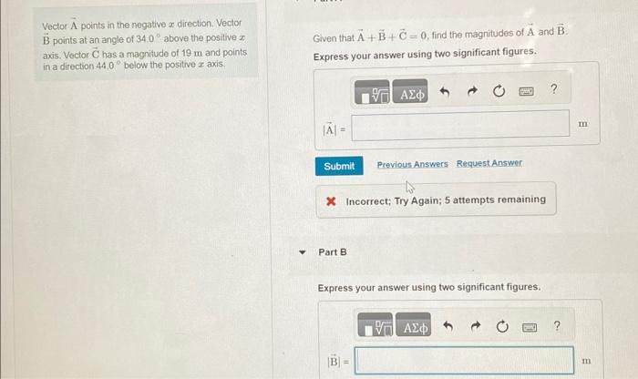 Solved Vector A points in the negative x direction. Vector | Chegg.com