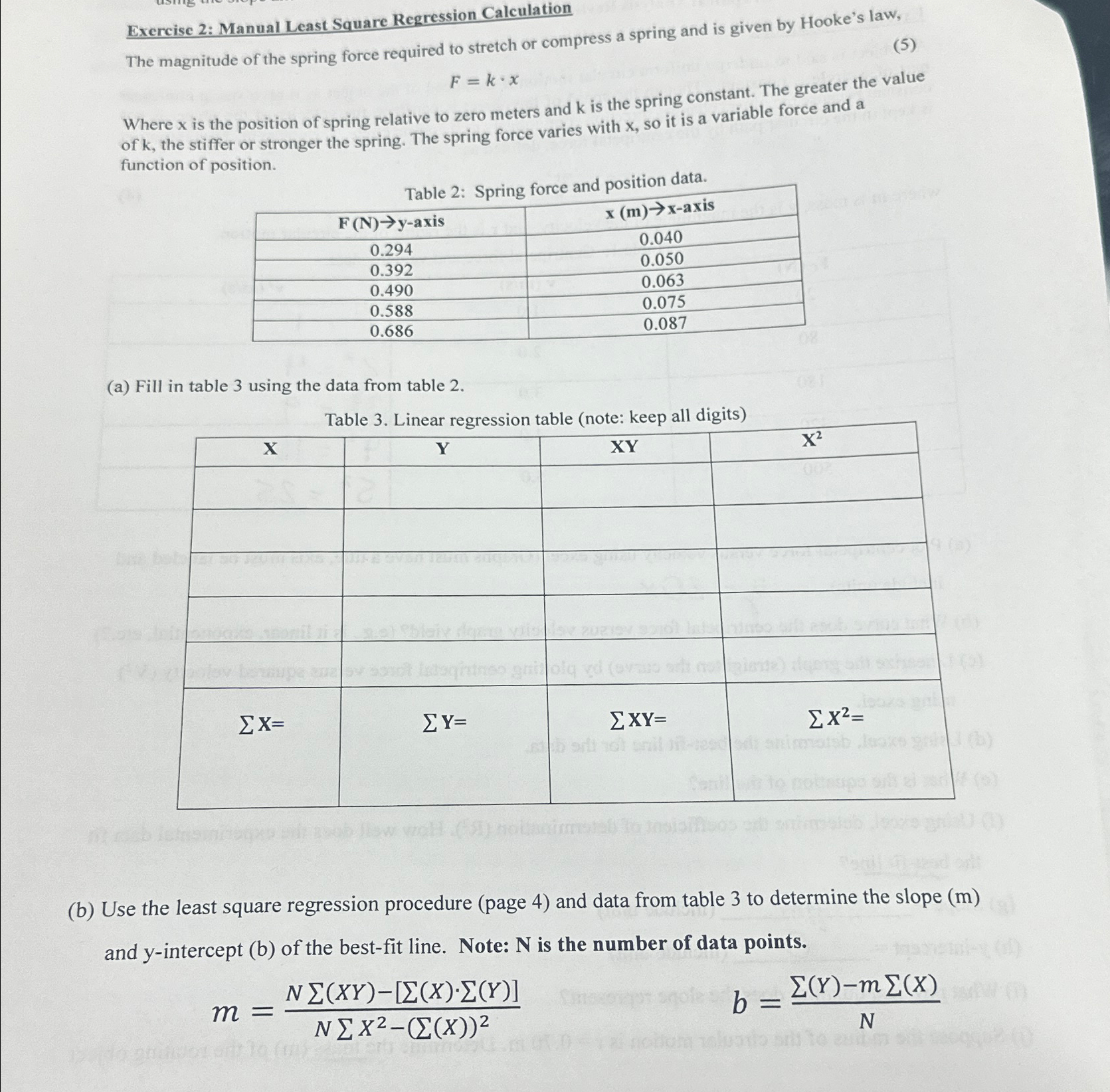 Solved Exercise 2: Manual Least Square Regression | Chegg.com