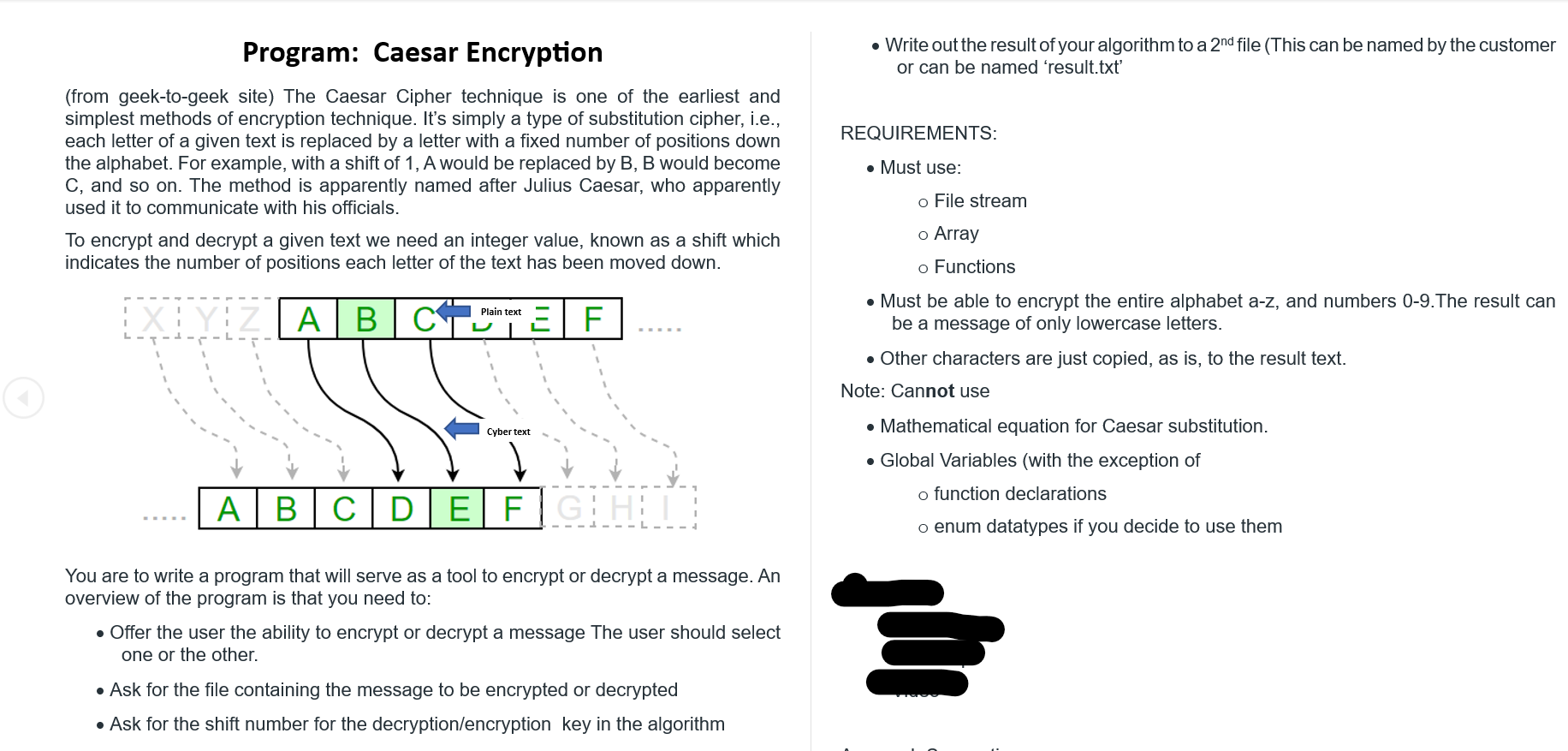 Solved (C++ ﻿please)Program: Caesar Encryption(from | Chegg.com