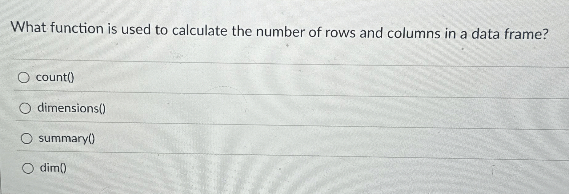 Solved What function is used to calculate the number of rows | Chegg.com