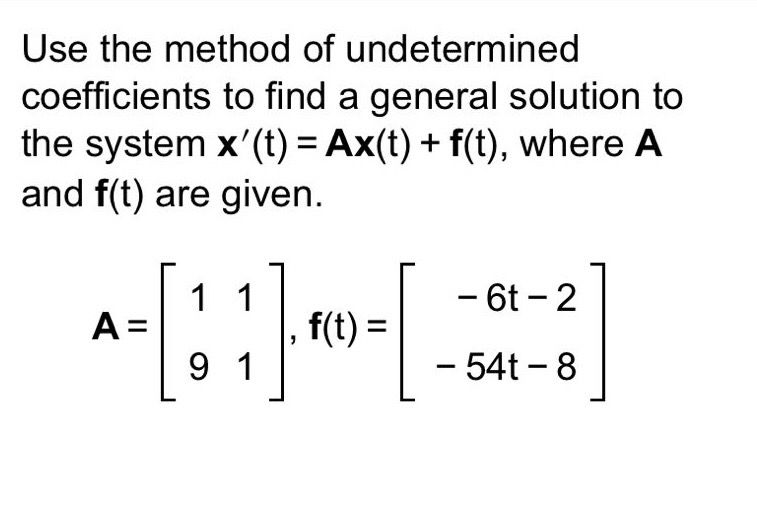 Solved Use the method of undetermined coefficients to find a | Chegg.com