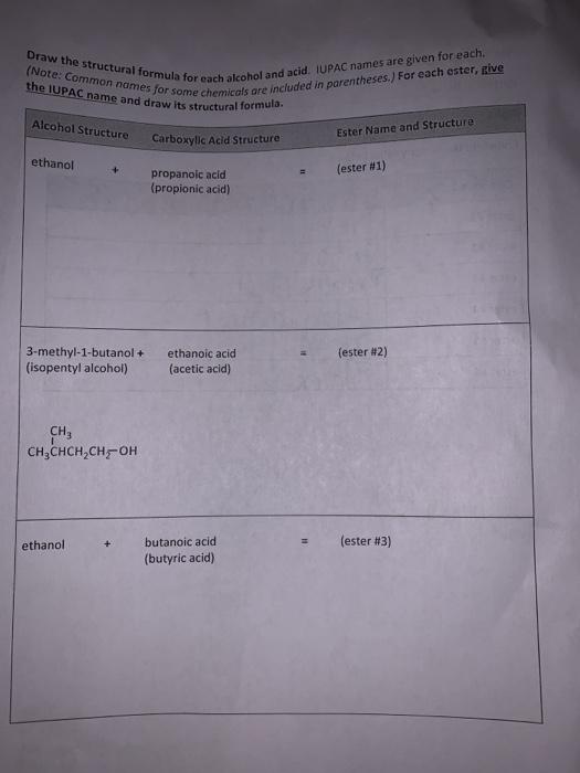 Solved Draw the structural formula for each alcohol and | Chegg.com