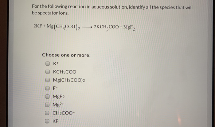 Solved For the following reaction in aqueous solution, | Chegg.com