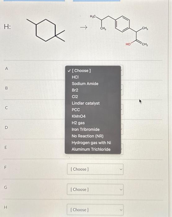 Solved Match the following reagents for the reactions. A: CH | Chegg.com