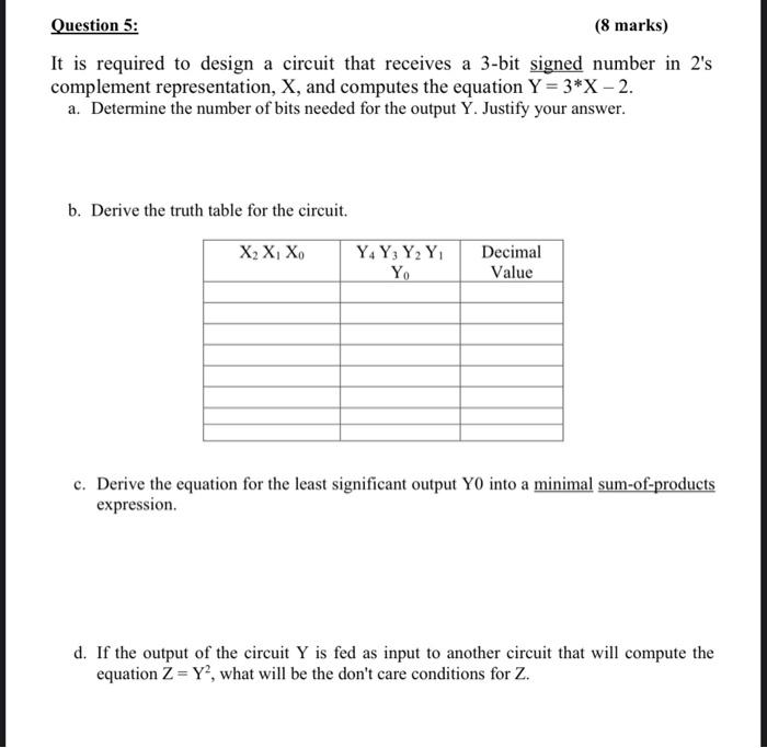 Solved Question 5: (8 marks) It is required to design a | Chegg.com
