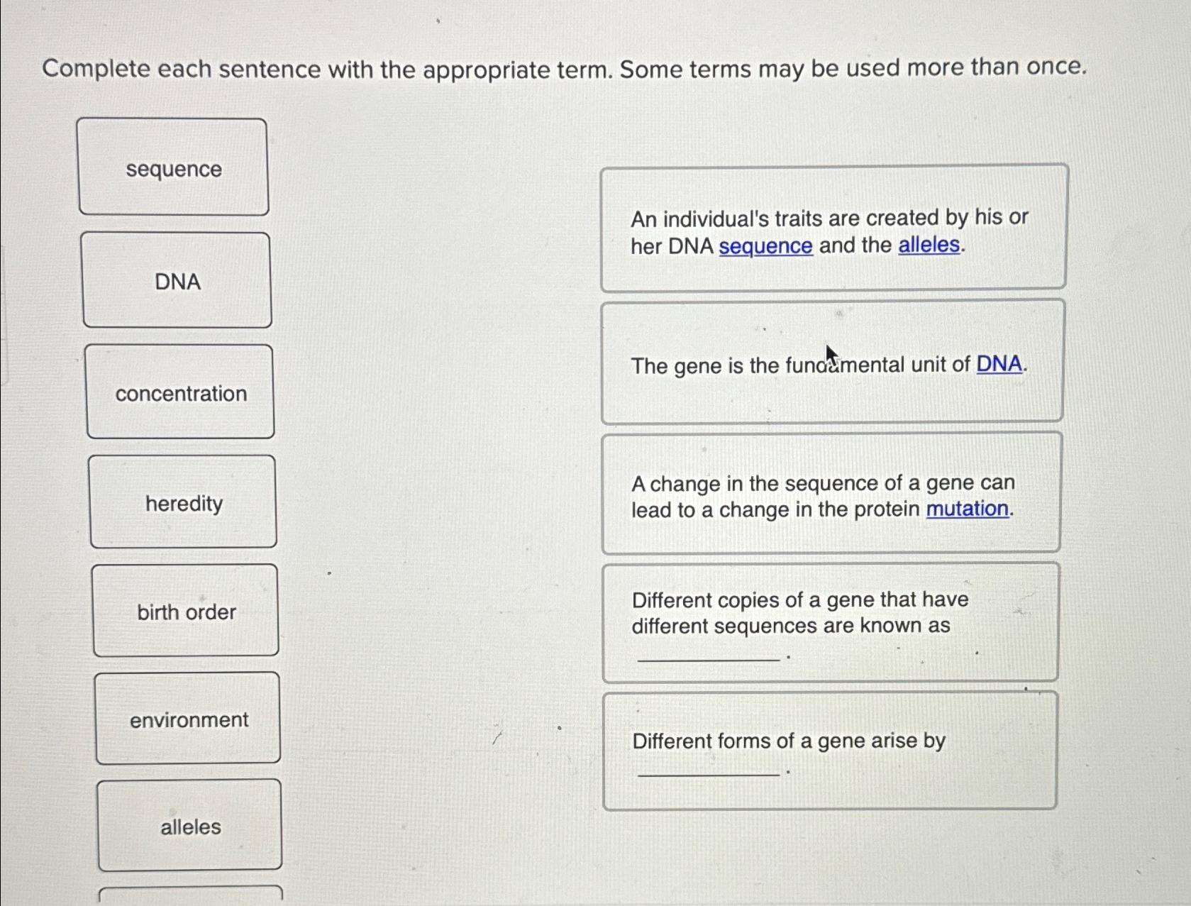 Solved Complete each sentence with the appropriate term. | Chegg.com