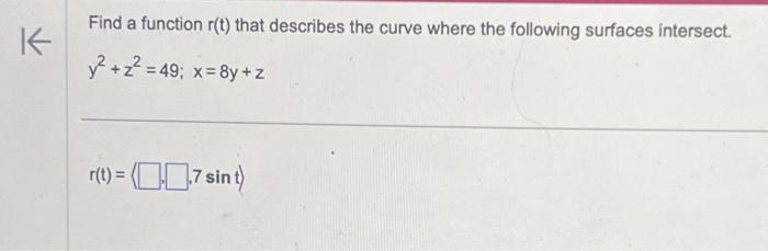 Solved Find a function r(t) that describes the curve where | Chegg.com